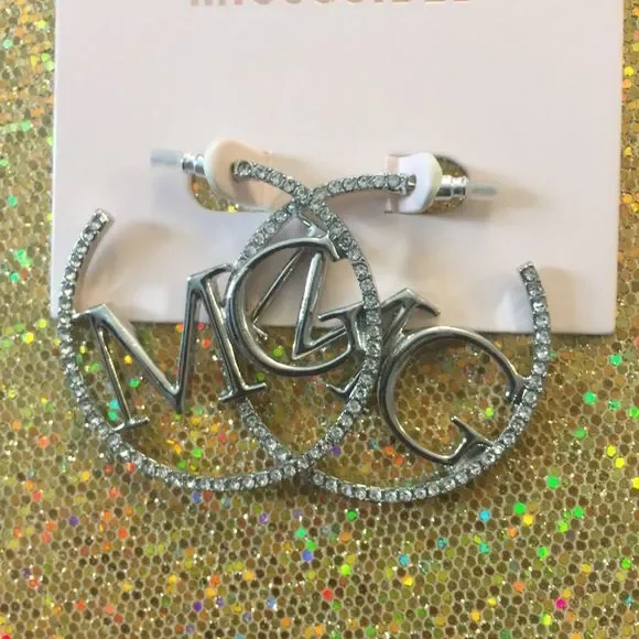 Missguided | Jewelry | Missguidedsilver And Rhinestones Hoop Earrings ...